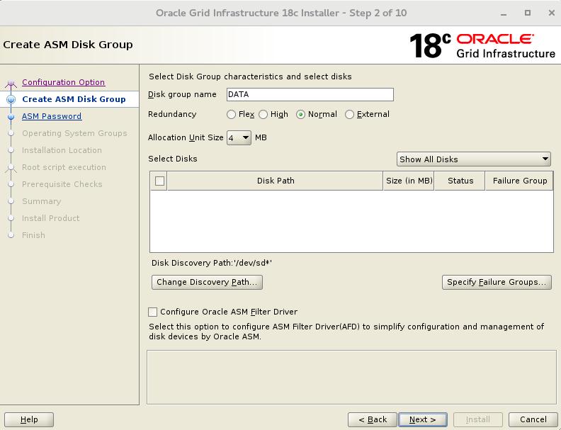 نصب Grid Infrastructure 18c و راه اندازی Asm Oracle Database