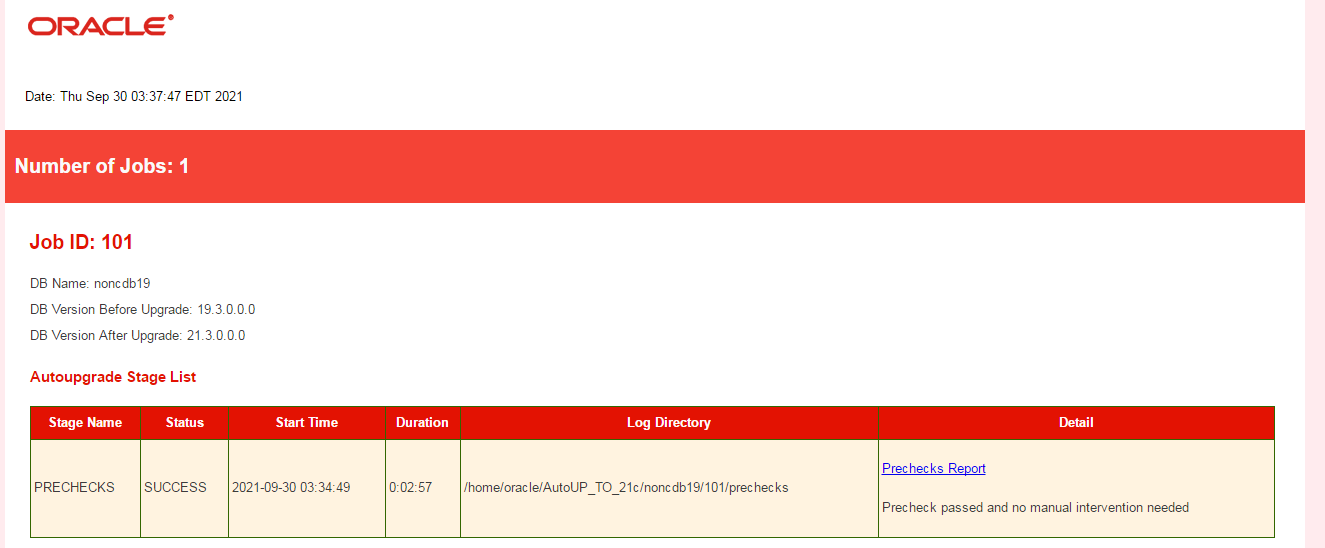 ارتقا non-CDB به اوراکل 21c از طریق ابزار AutoUpgrade – Oracle Database